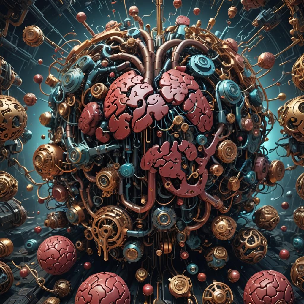 analogue brain, digital heart, ones and zeros - AI Generated Artwork - NightCafe Creator