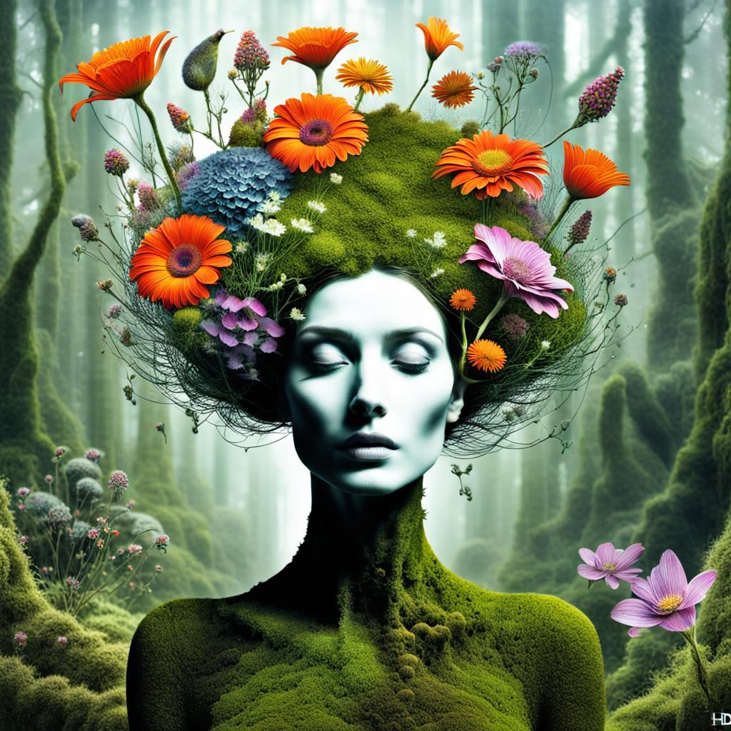 symbiosis between woman and nature - AI Generated Artwork - NightCafe ...