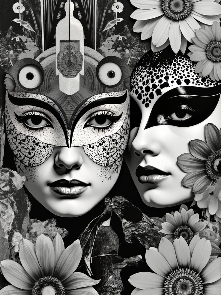 Bohemian Carnival Masks in Art Nouveau Style - AI Art
