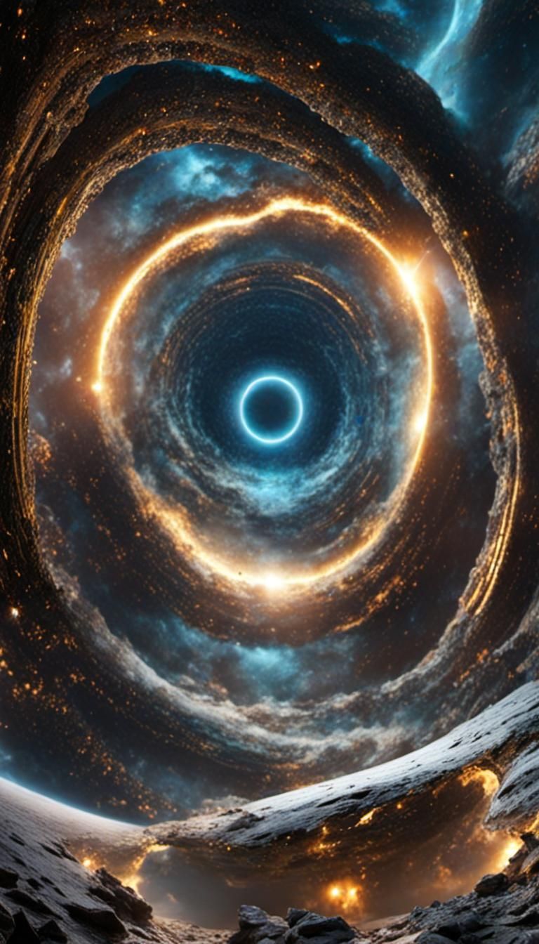 Alien Spiral World Orbiting A Black Sun - AI Generated Artwork ...