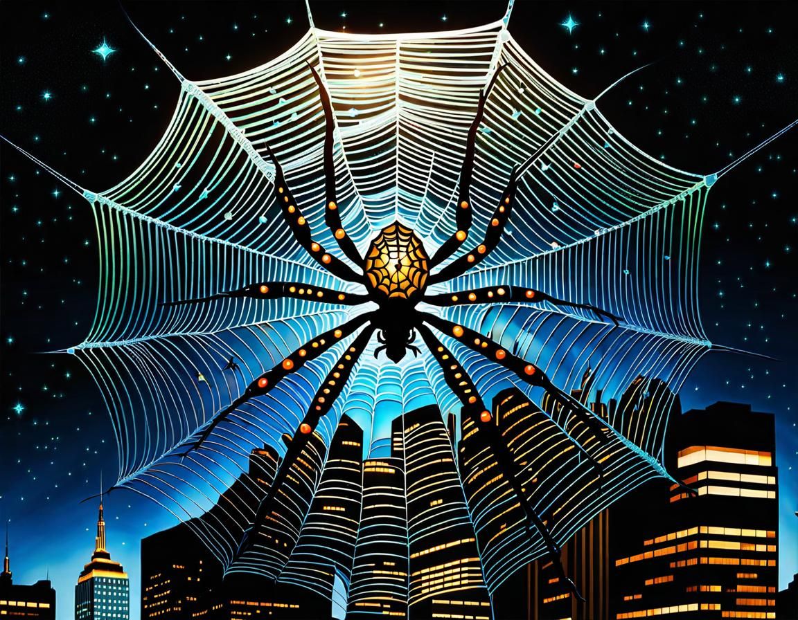 Spider on Spiderweb - AI Generated Artwork - NightCafe Creator