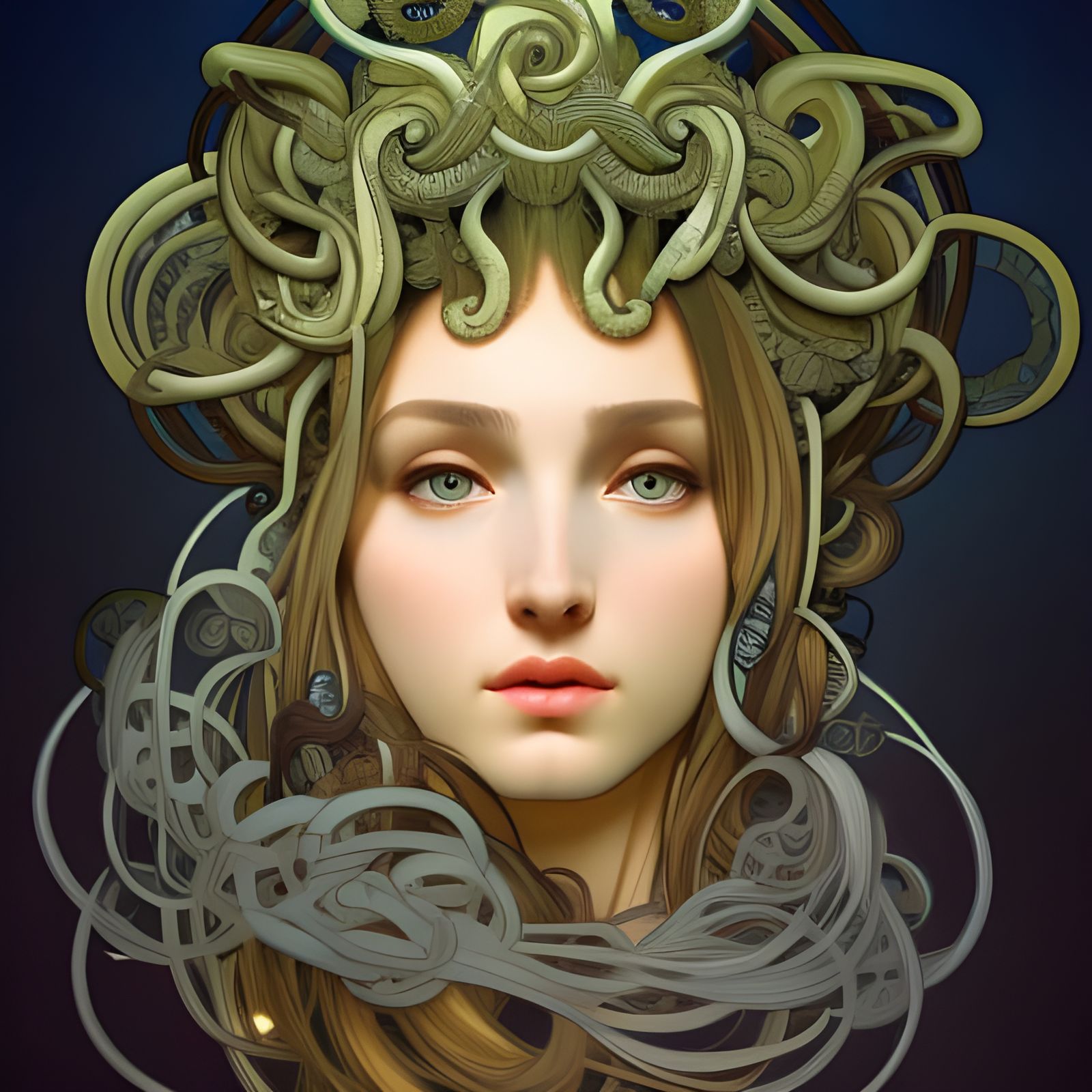 Art Nouveau Medusa Portrait - AI Generated Artwork - NightCafe Creator