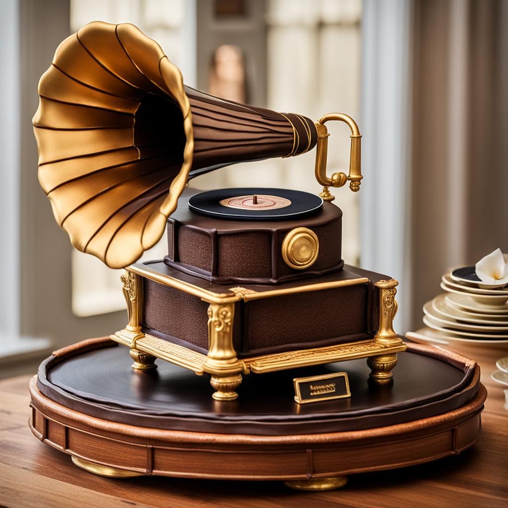 The Sweet Sound of Nostalgia: A Phonograph Cake Symphony - AI Generated ...