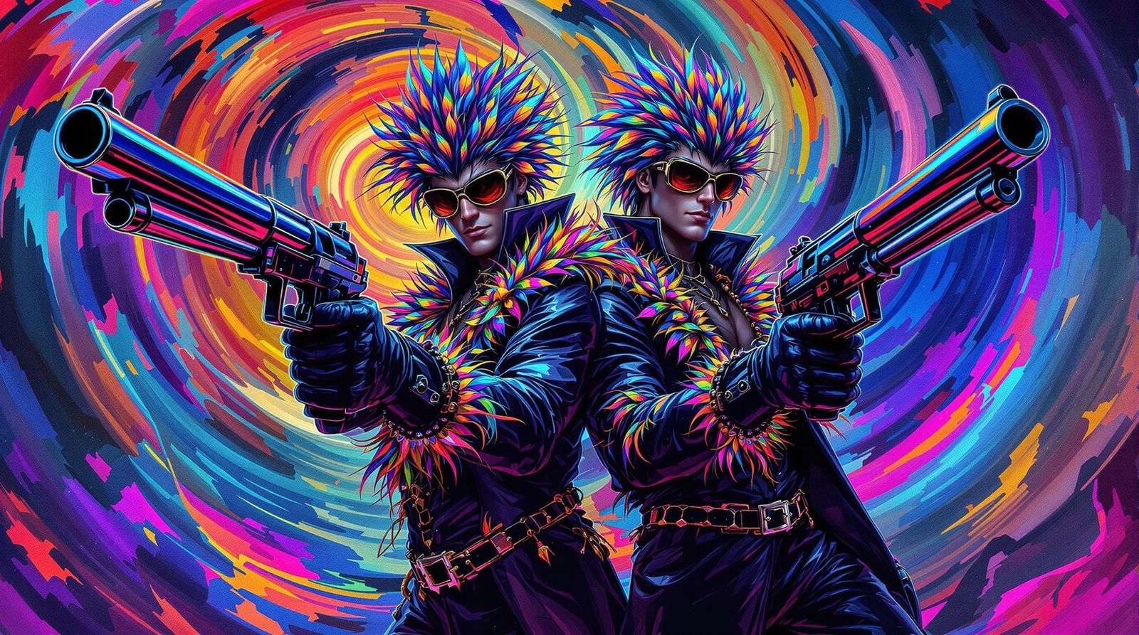 Feathered Psycho Killer's - Suave Men in Black Leather Suits...