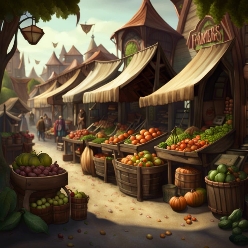 Fantasy farmers market, hiperdetailed - AI Generated Artwork ...