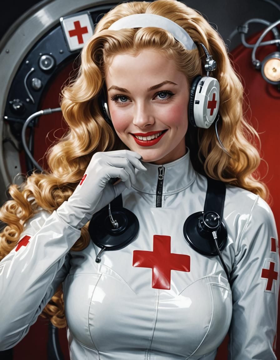 hyper realistic mode, sharp and fine details, 1950's, sci-fi, a pretty ...