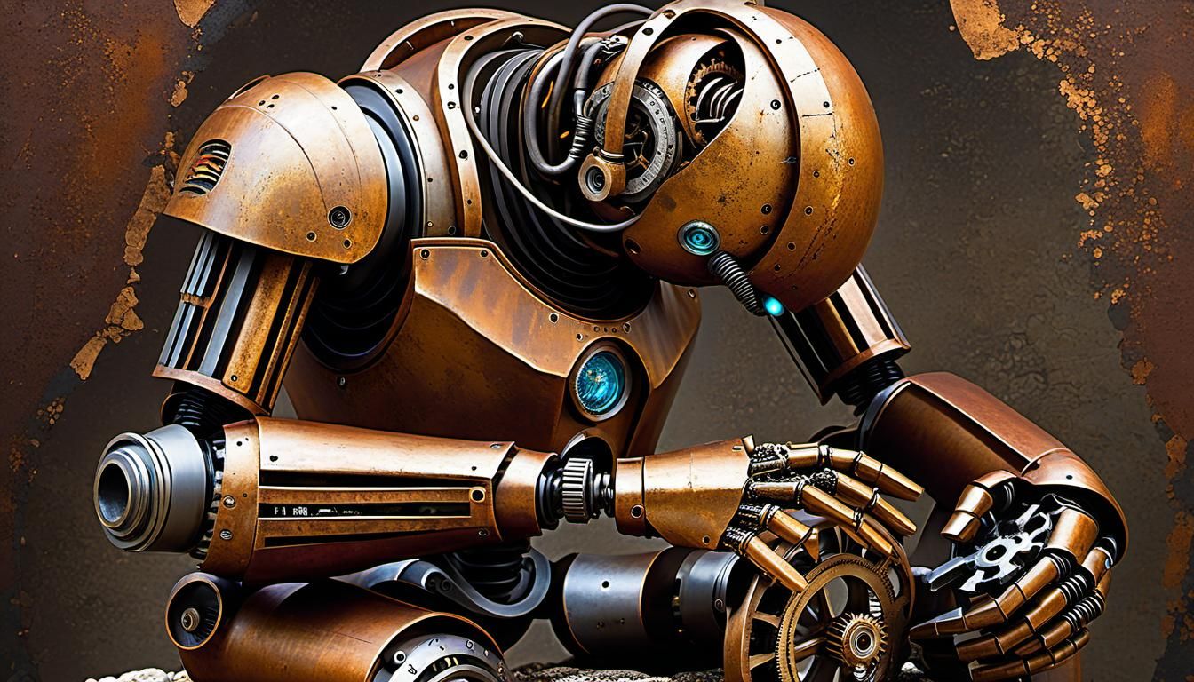 Rusty Old Robot - AI Generated Artwork - NightCafe Creator