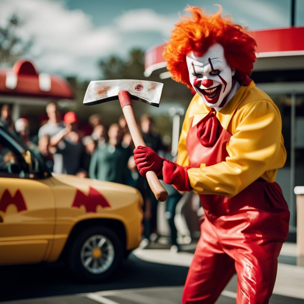 Clown going crazy in a drive thru! - AI Generated Artwork - NightCafe ...