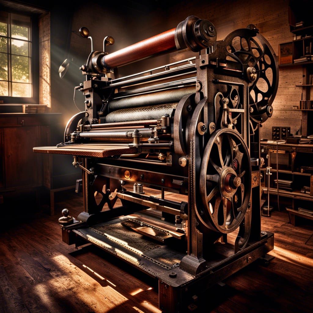 Vintage Printing Press - AI Generated Artwork - NightCafe Creator