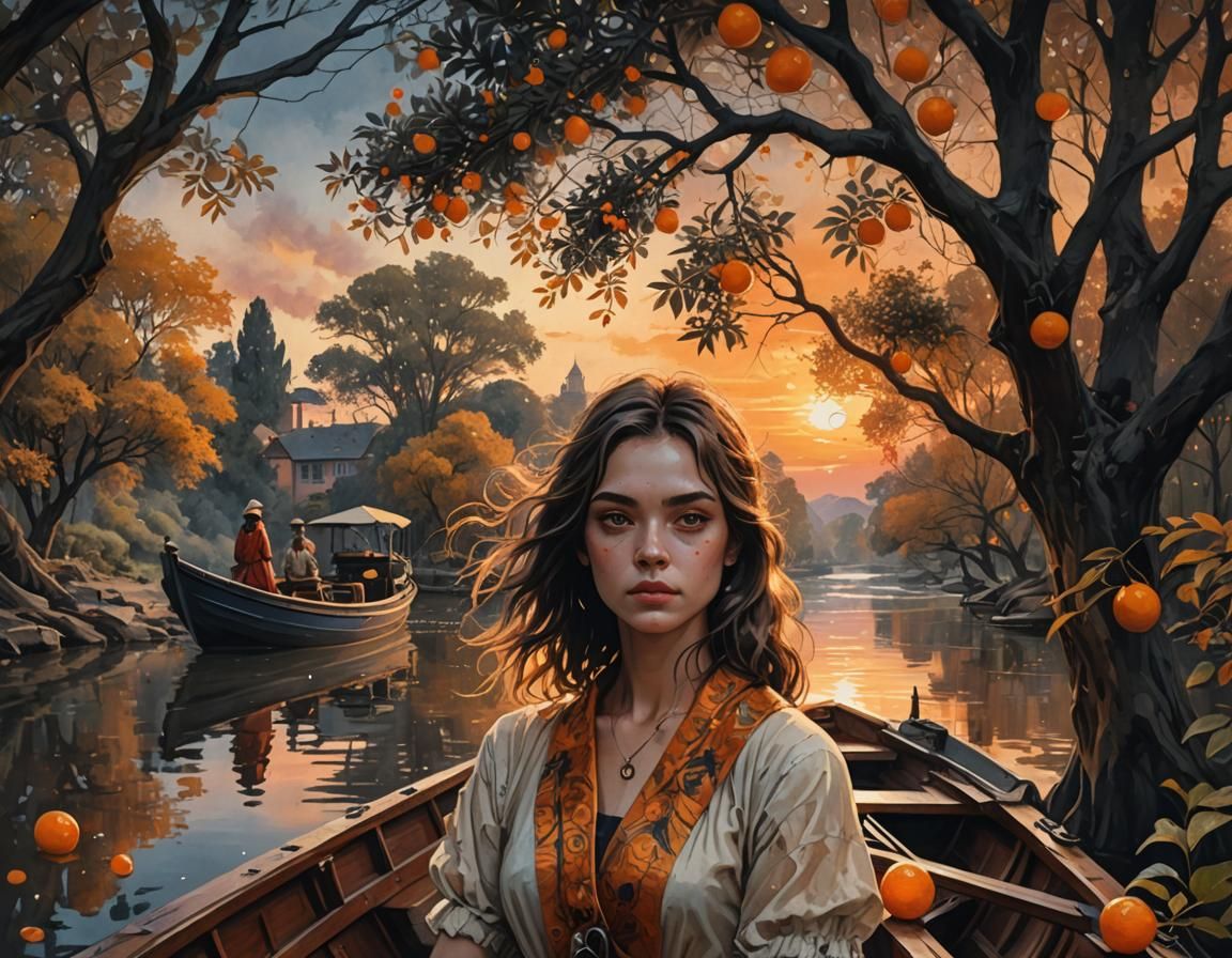 Picture yourself on a boat on a river with tangerine trees and ...