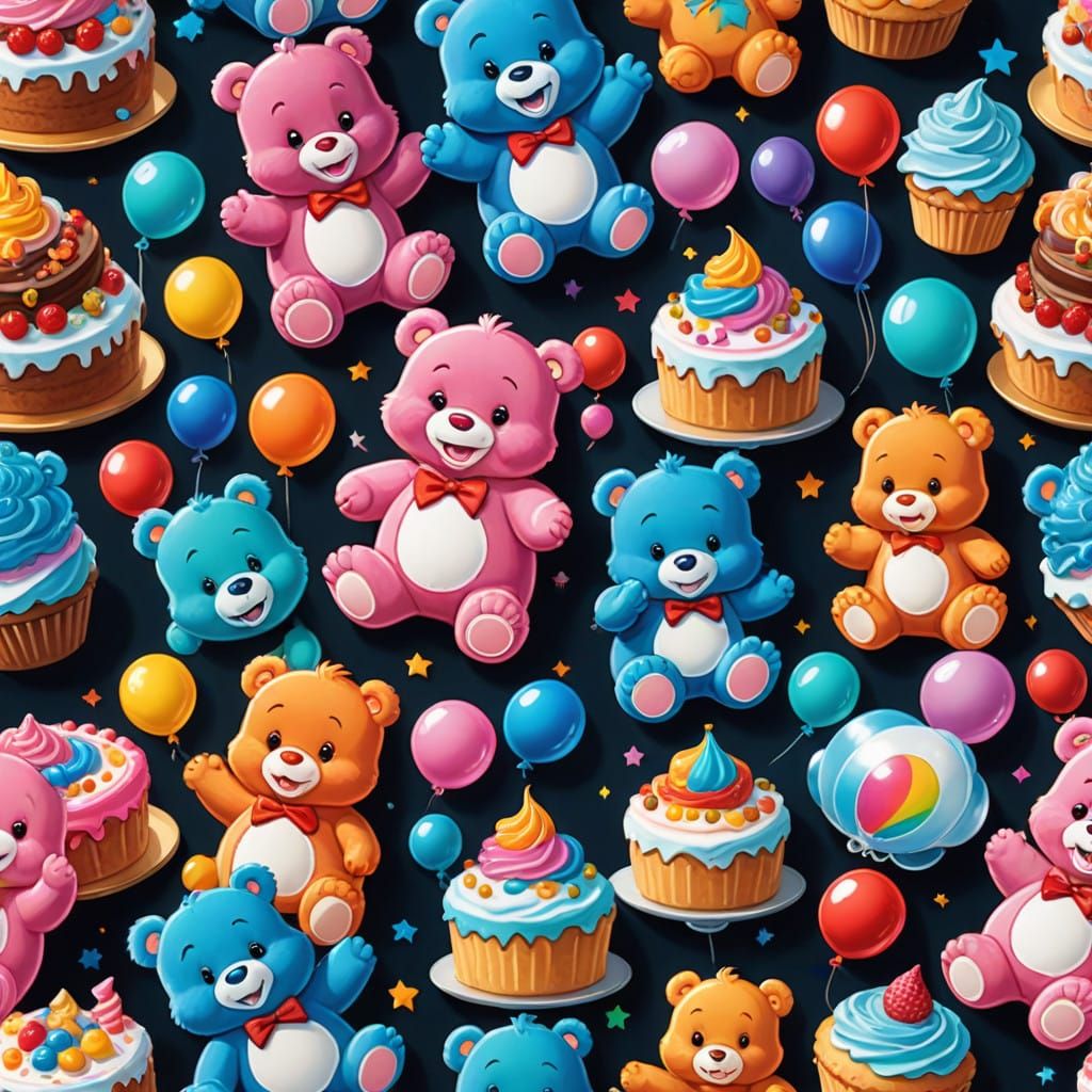 Whimsical Care Bears in Vibrant Candyland Art Styl... - AI Art