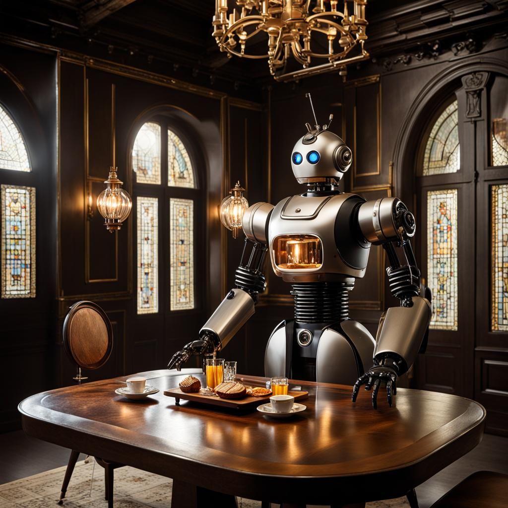 A robot is serving your dinner on the table - AI Generated Artwork ...