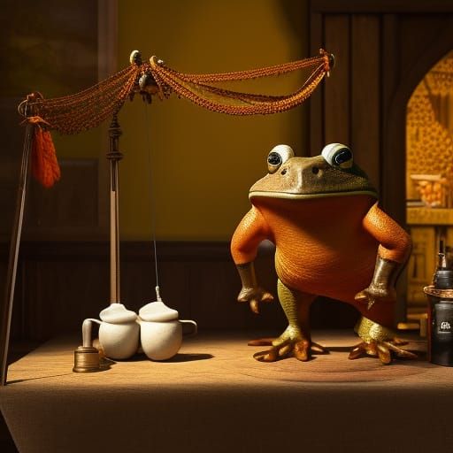 The frog drinks grog, and the guests are on the threshold Beauty giant ...