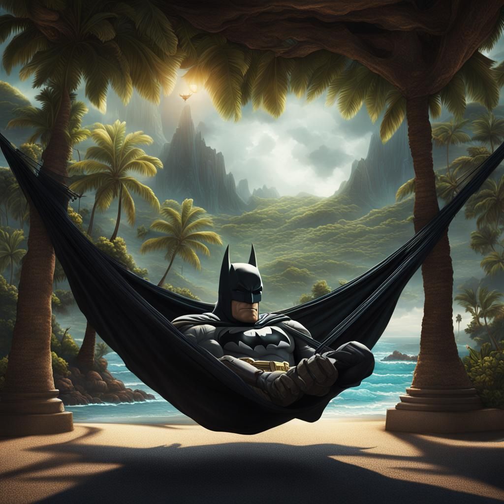 Batman asleep in a hammock - AI Generated Artwork - NightCafe Creator
