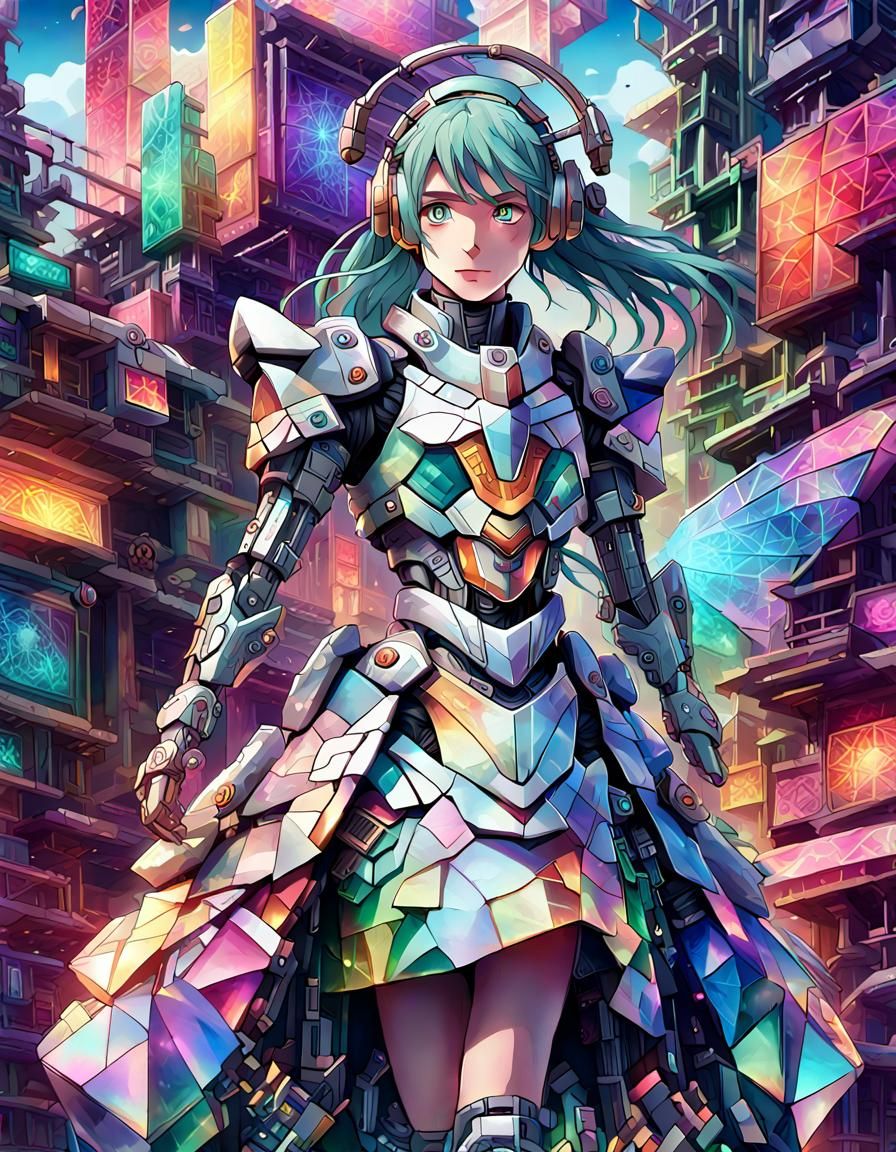 (hyper detailed cool anime art of a beautiful cyborg warrior in a Post ...