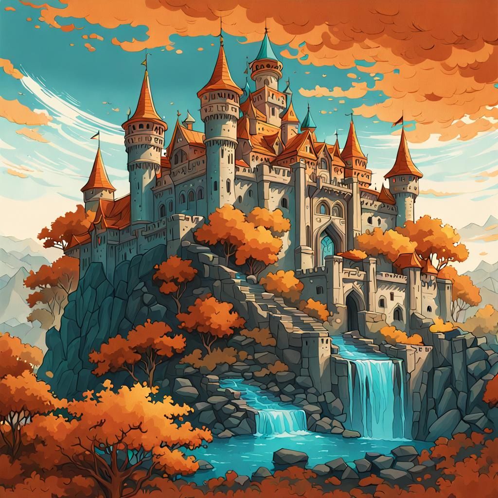 Orange castle - AI Generated Artwork - NightCafe Creator