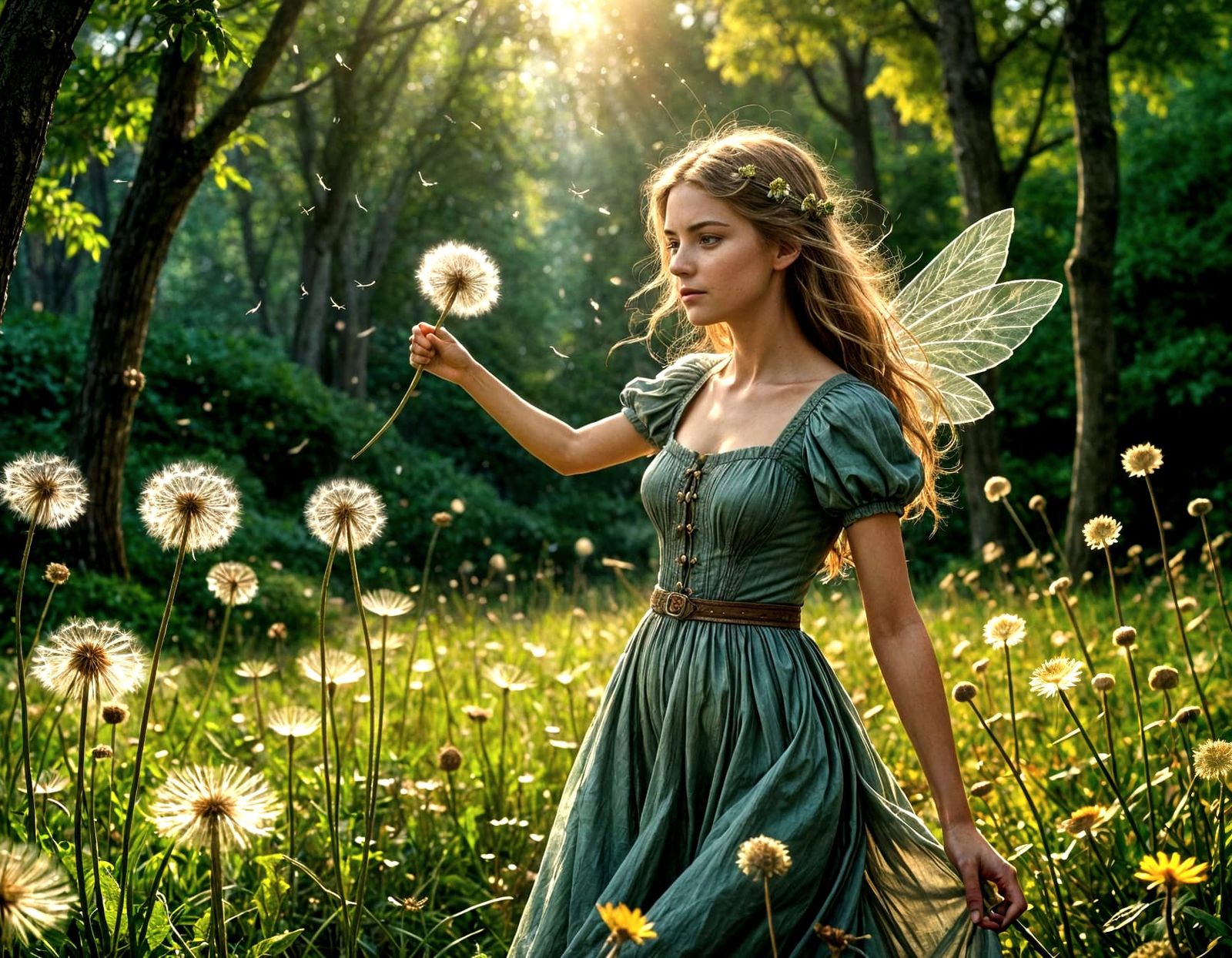 Whimsical Dandelion Fairies in Epic Digital Landsc... - AI Art