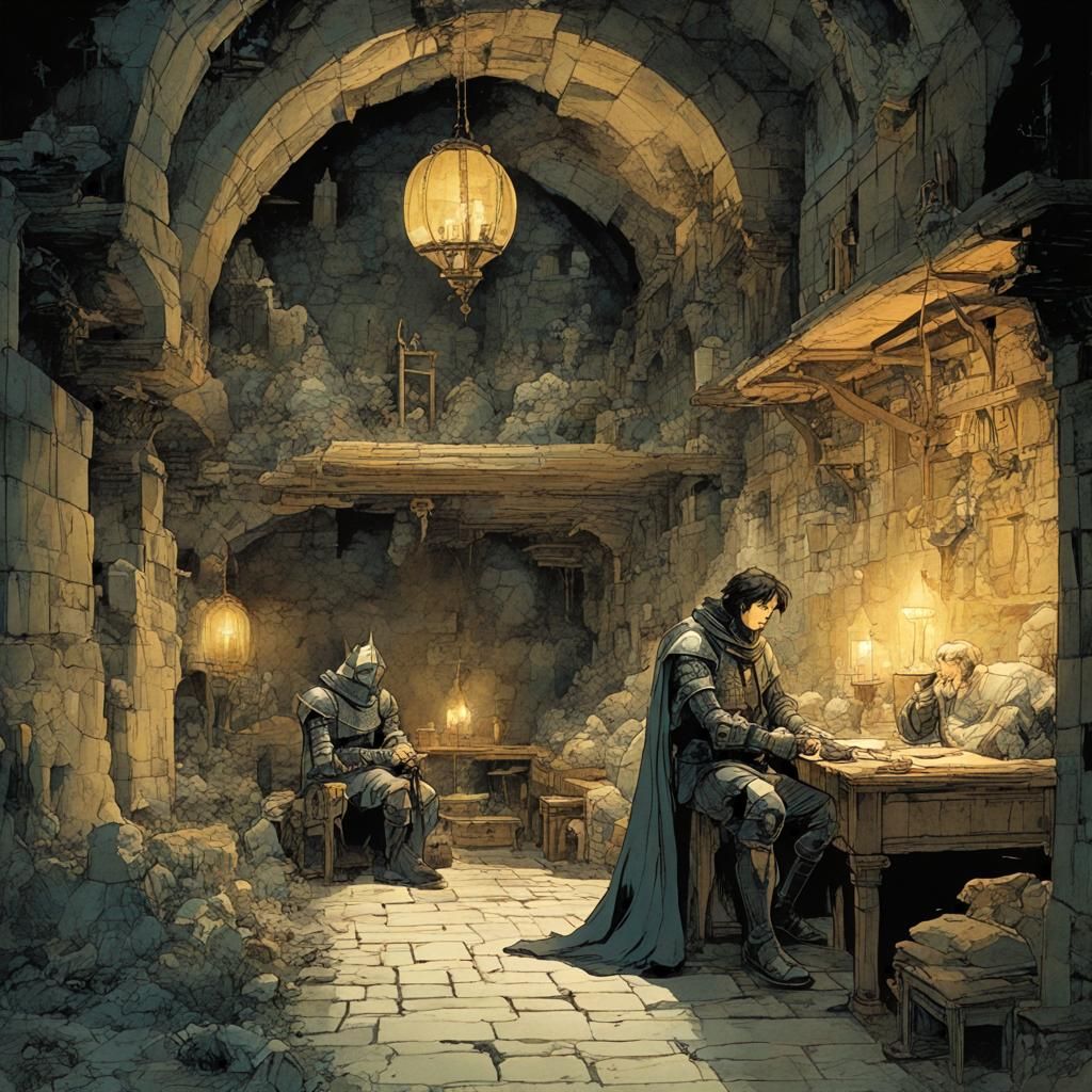 knights resting in an underground Lair - AI Generated Artwork ...