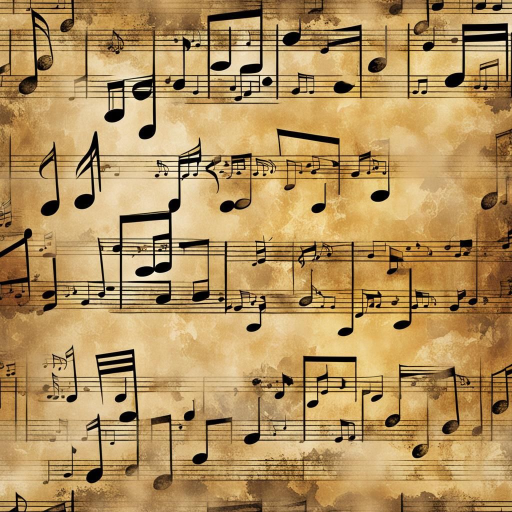 Pastel beige Distressed Vintage digital paper with musical notes, high ...