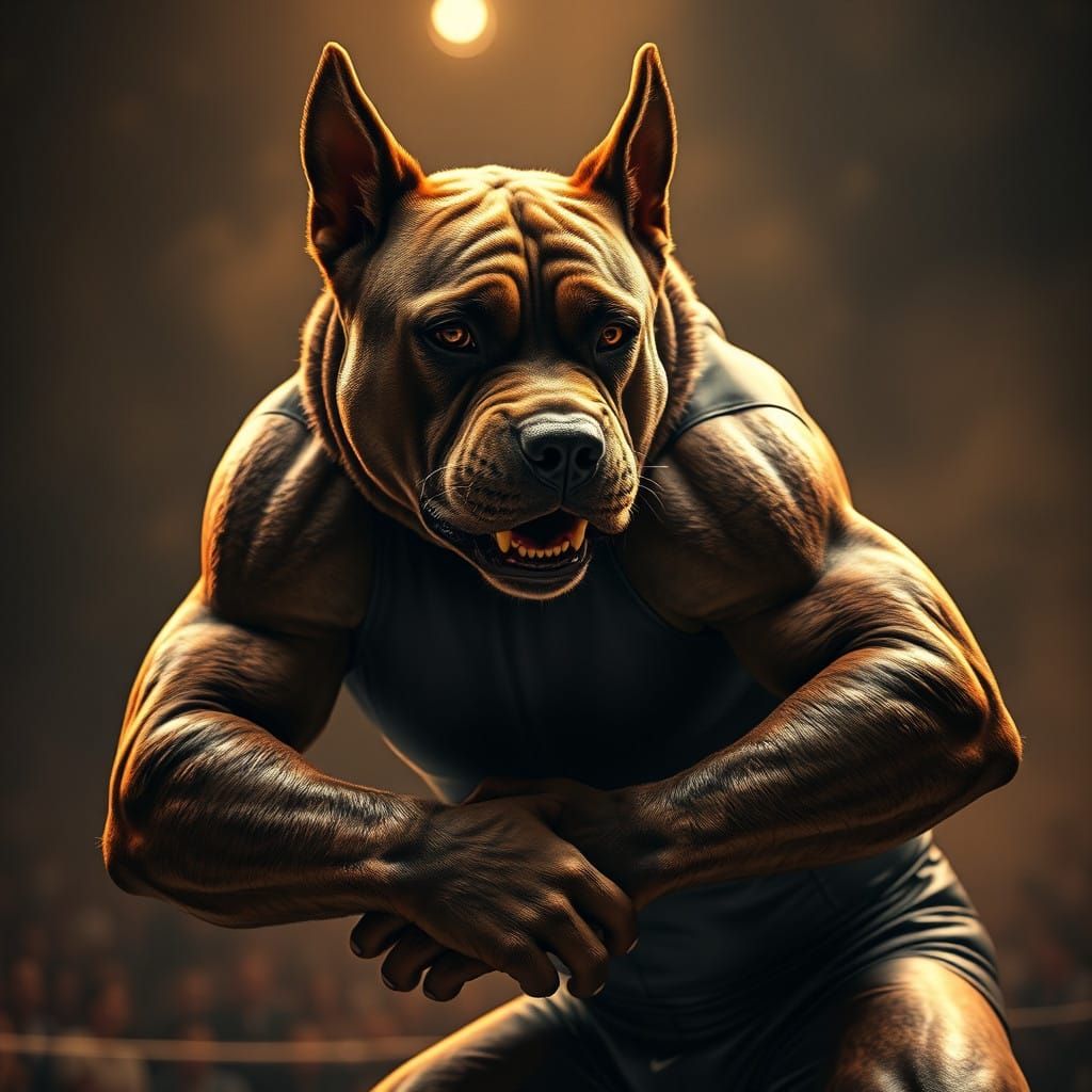 A dog wrestler in action - A dog wrestler in action