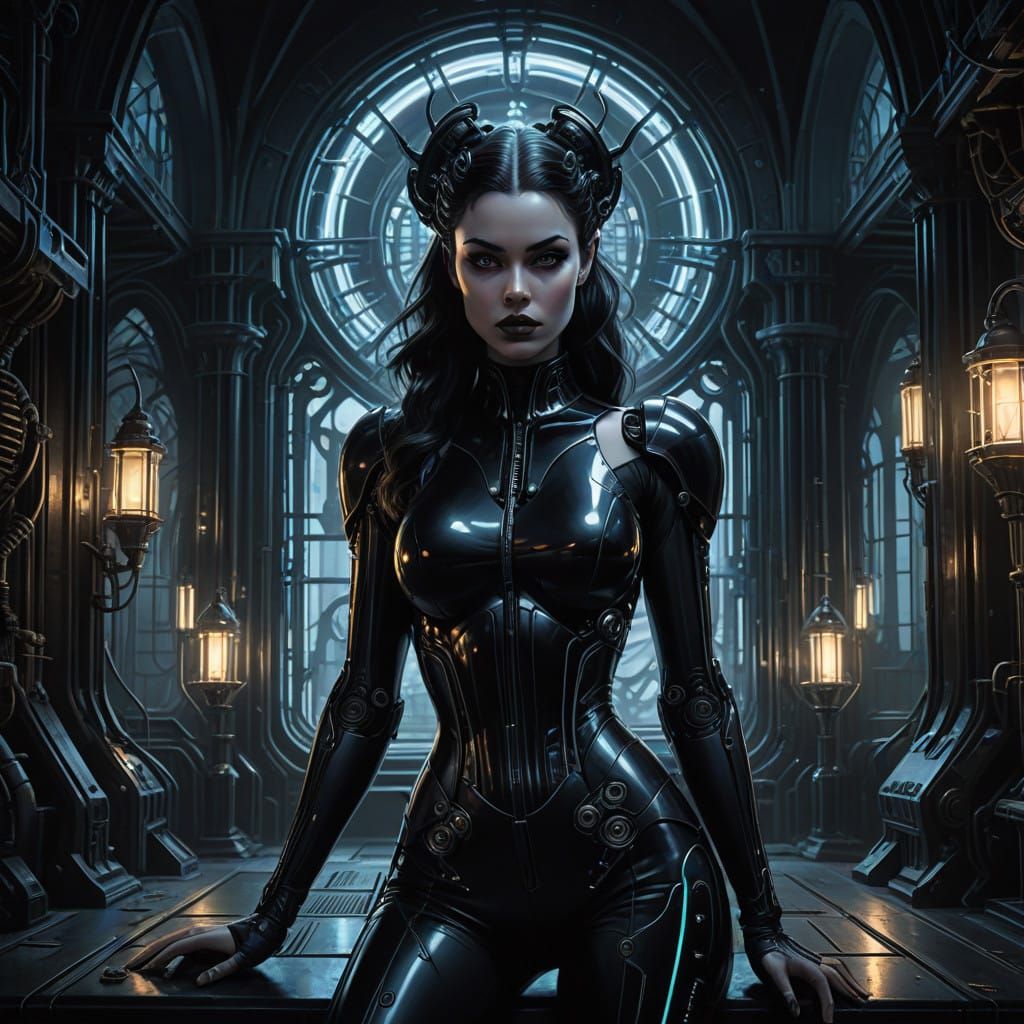 H.r. Giger pin up girl - Biomechanical Pin-Up Goddess in Dar...