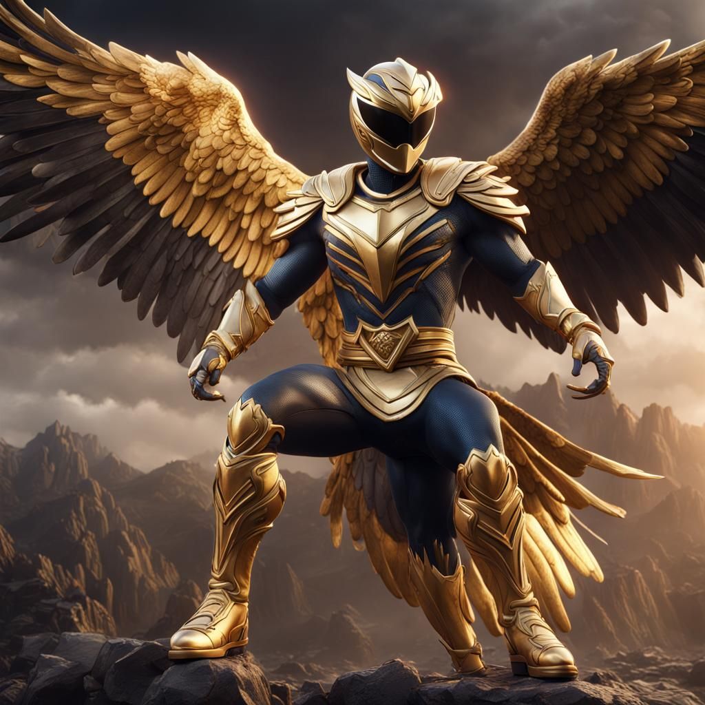 Gold Eagle Power Ranger - AI Generated Artwork - NightCafe Creator