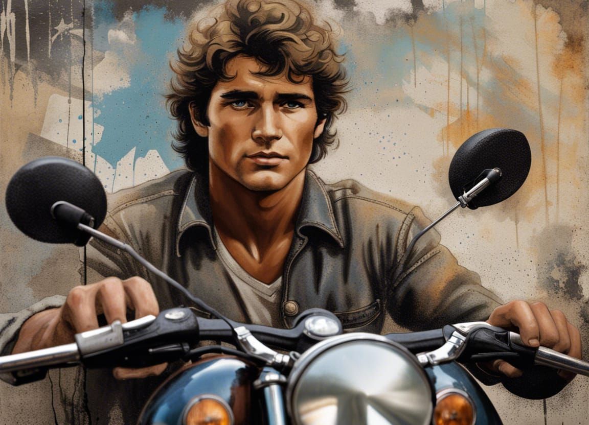 Cool rider Michael Landon - AI Generated Artwork - NightCafe Creator