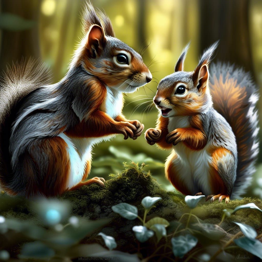 Playing Squirrels - AI Generated Artwork - NightCafe Creator