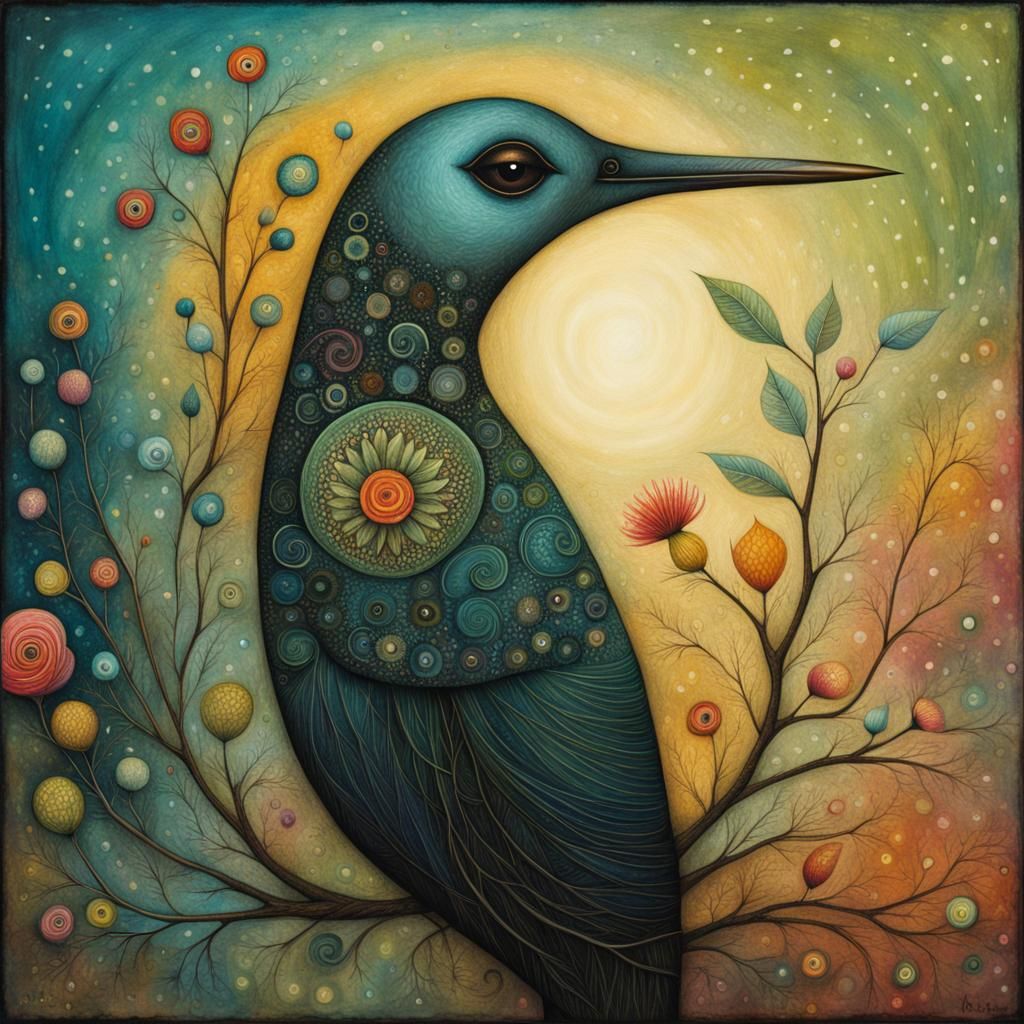 A dreamlike bird in art brut style by Andy Kehoe, Benjamin Lacombe ...