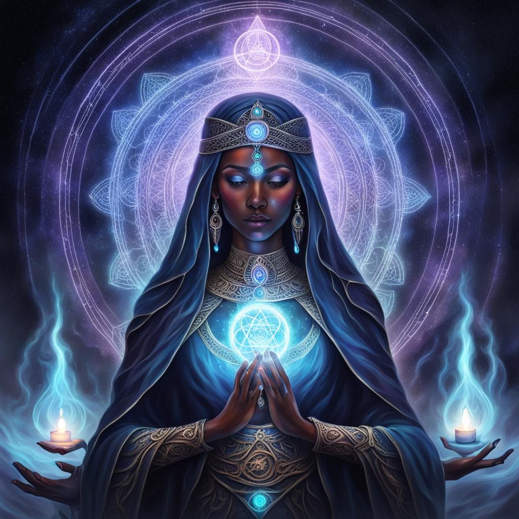 Occult goddess with a psychic aura protecting her - AI Generated ...