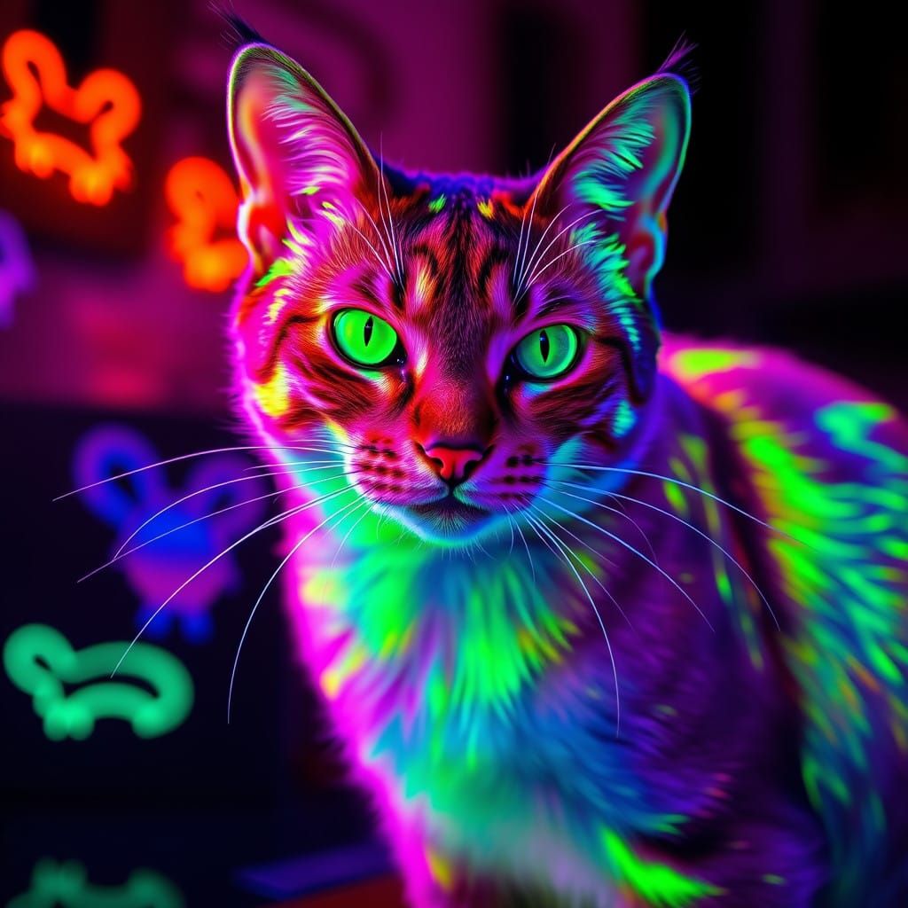 The Glow Panther - Glowing Panther in Neon Hues