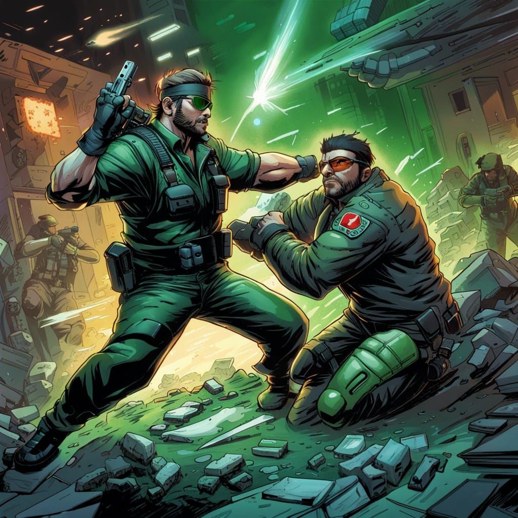 big boss from metal gear fighting sam fisher - AI Generated Artwork ...