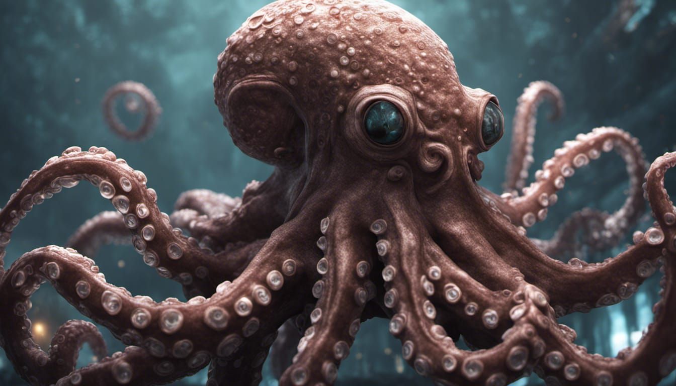 White Octopus monster by Greg Rutkowski hyperdetailed intricately ...