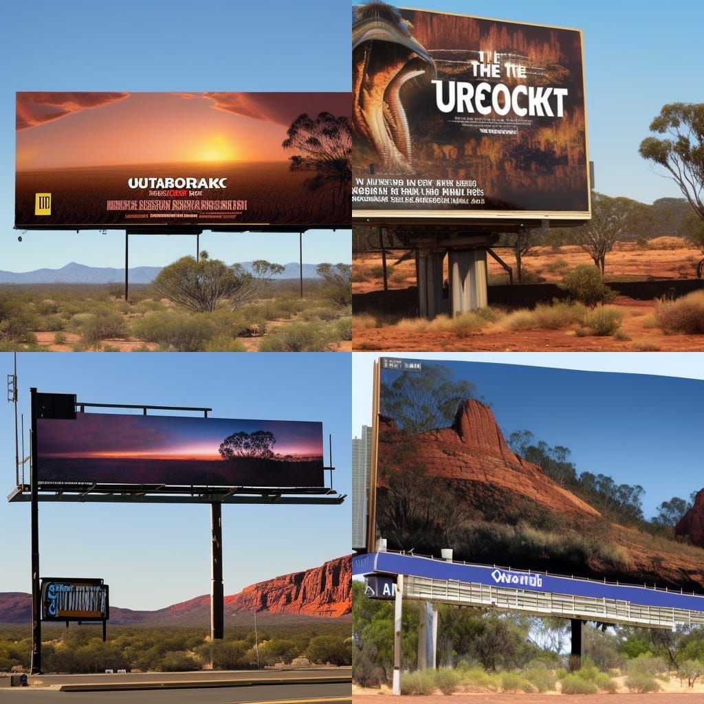 A billboard sign that has the words "the outback" - AI Generated ...