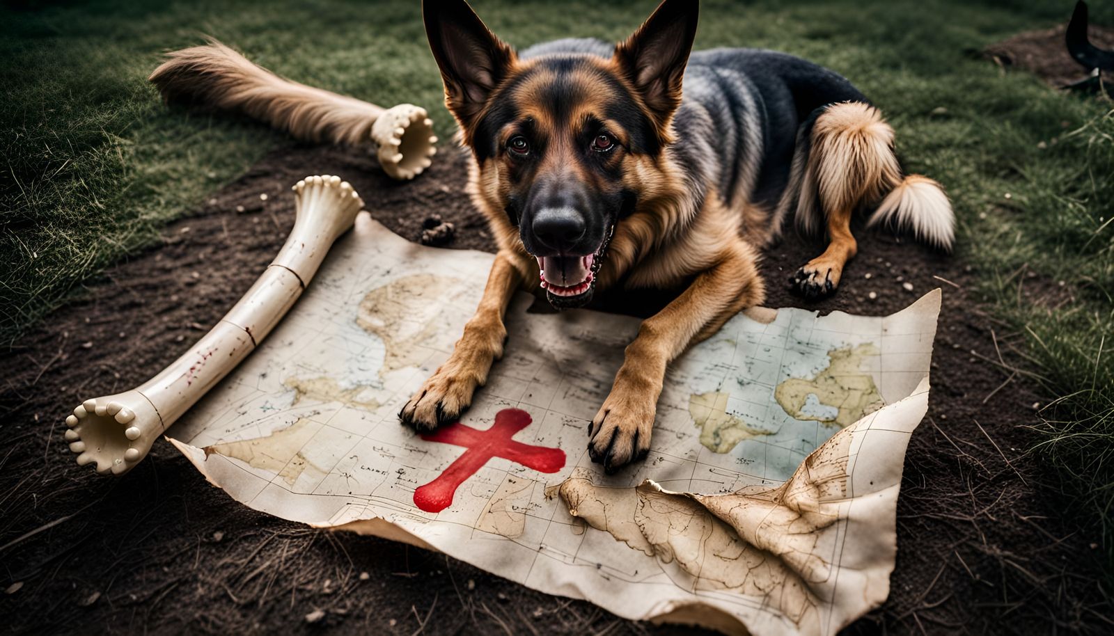 Dog Bone Treasure Map - AI Generated Artwork - NightCafe Creator