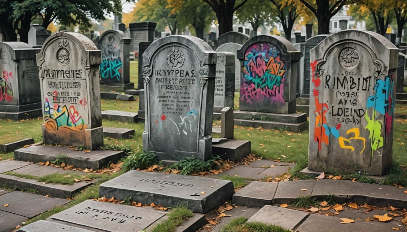 Graffiti graveyard IV - AI Generated Artwork - NightCafe Creator