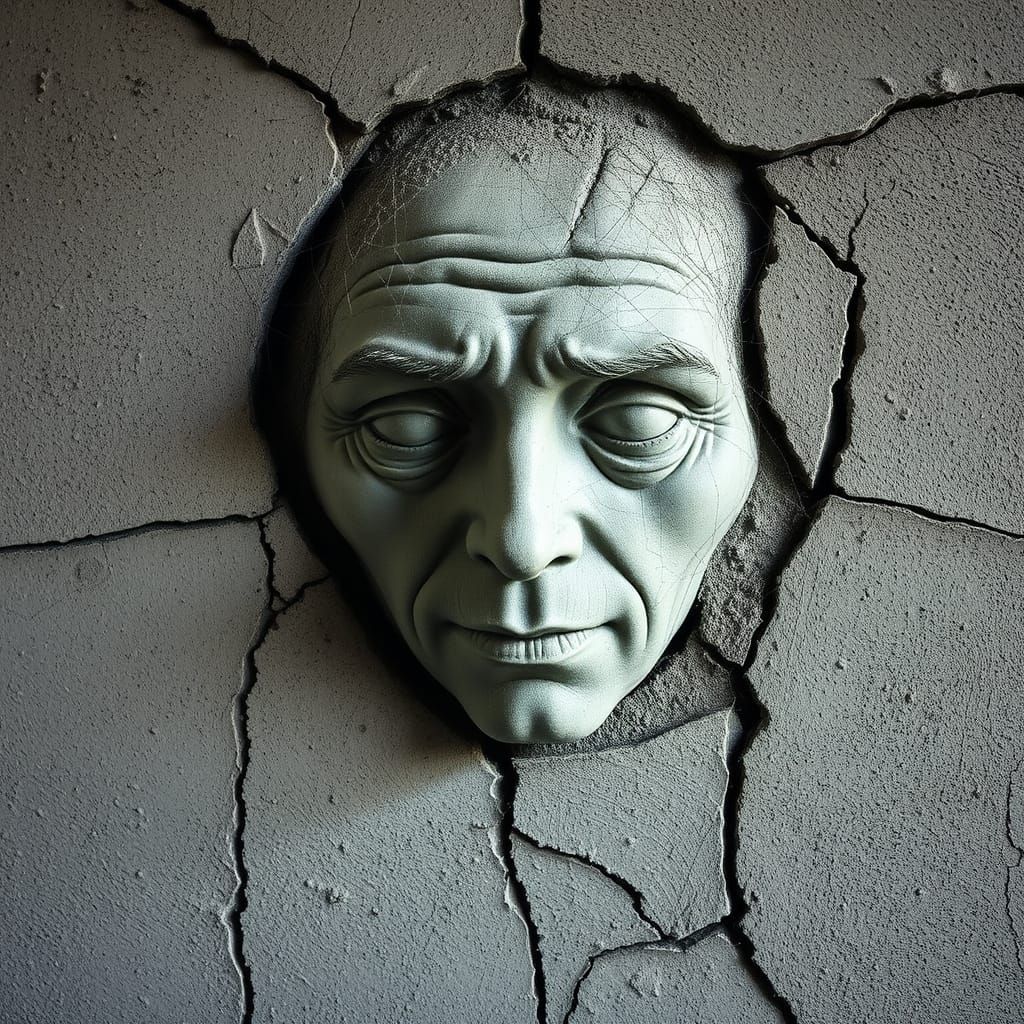 Human Face Emerges from Cracks and Cobwebs - AI Art