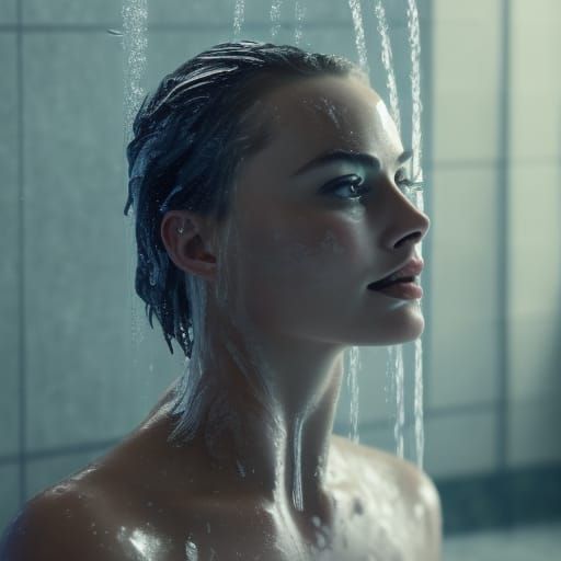 In the Shower - Margot Robbie - AI Generated Artwork - NightCafe Creator