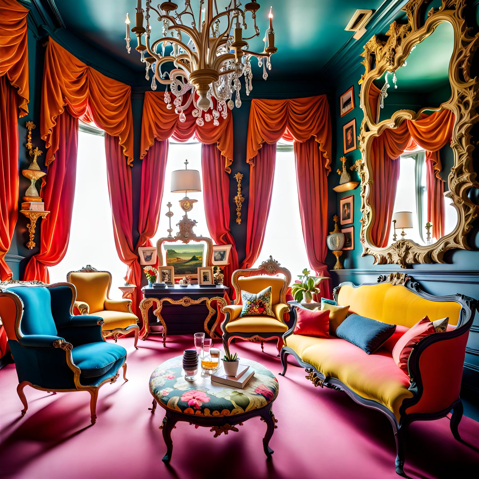 Maximalist drawing room - AI Generated Artwork - NightCafe Creator