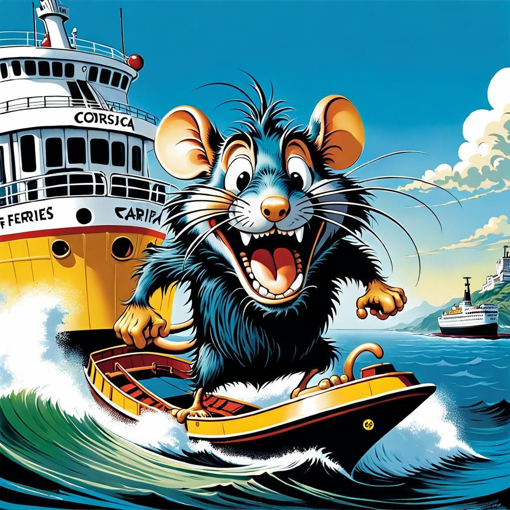 In the illustration by Ed Roth, the infamous Ratfink rat character is ...