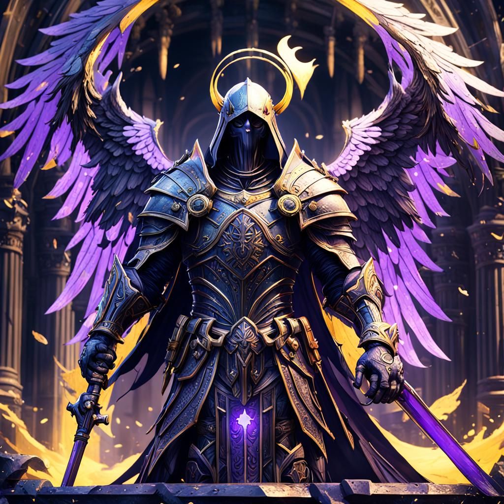Purple angel knight - AI Generated Artwork - NightCafe Creator
