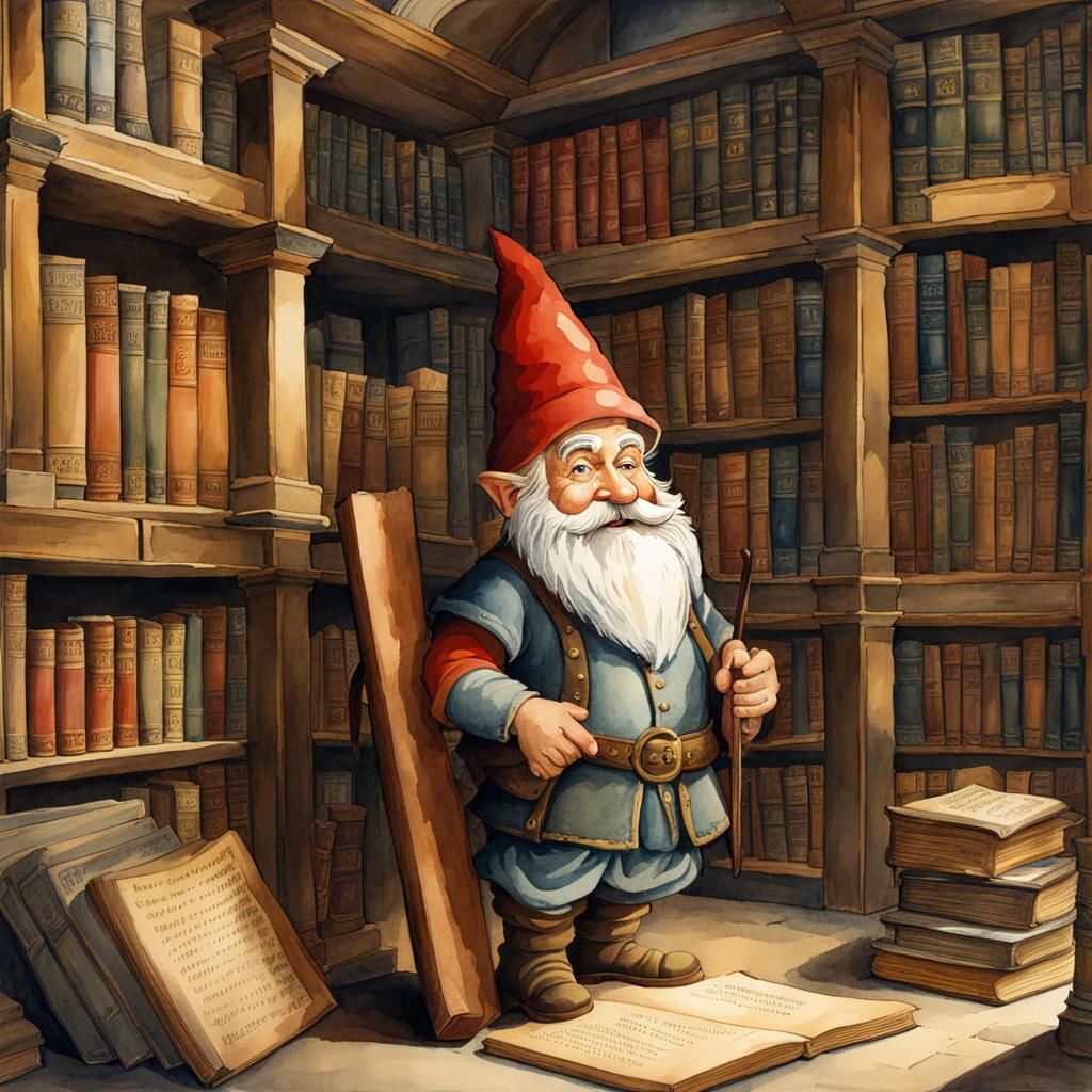 David the gnome in ancient library - AI Generated Artwork - NightCafe ...
