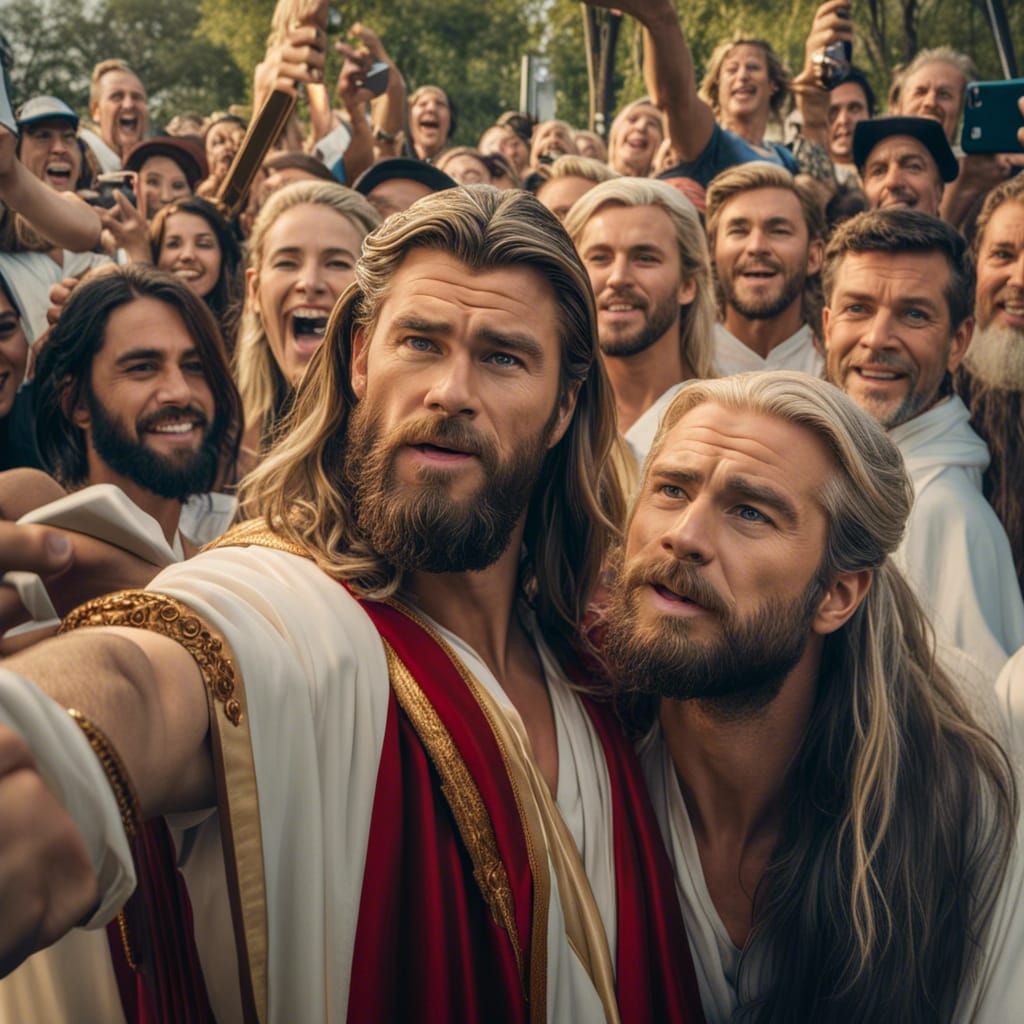 Chris Hemsworth: Jesus and Thor - AI Generated Artwork - NightCafe Creator