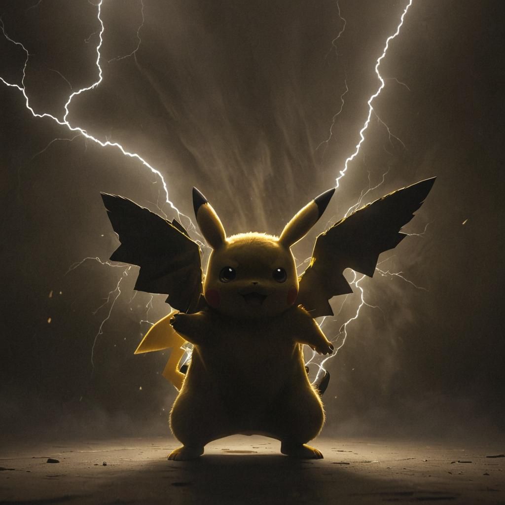 Pikachu embracing its inner daemon, silhouette highlighted by ...