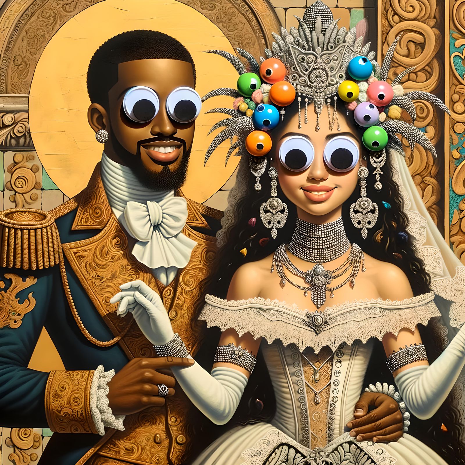 Googly Eyed Bride and Groom - AI Generated Artwork - NightCafe Creator