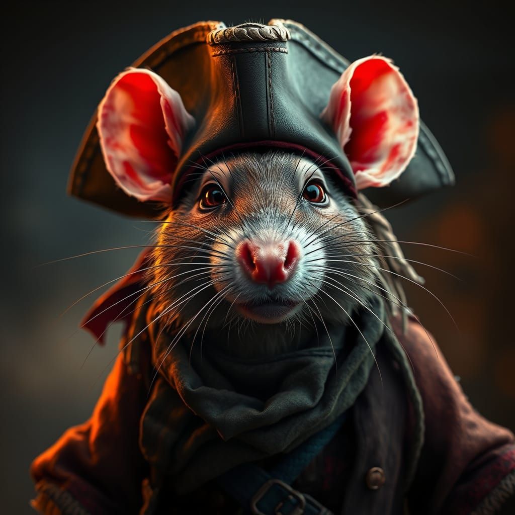Pirate Rat in Moody, High-Contrast Landscape - AI Art