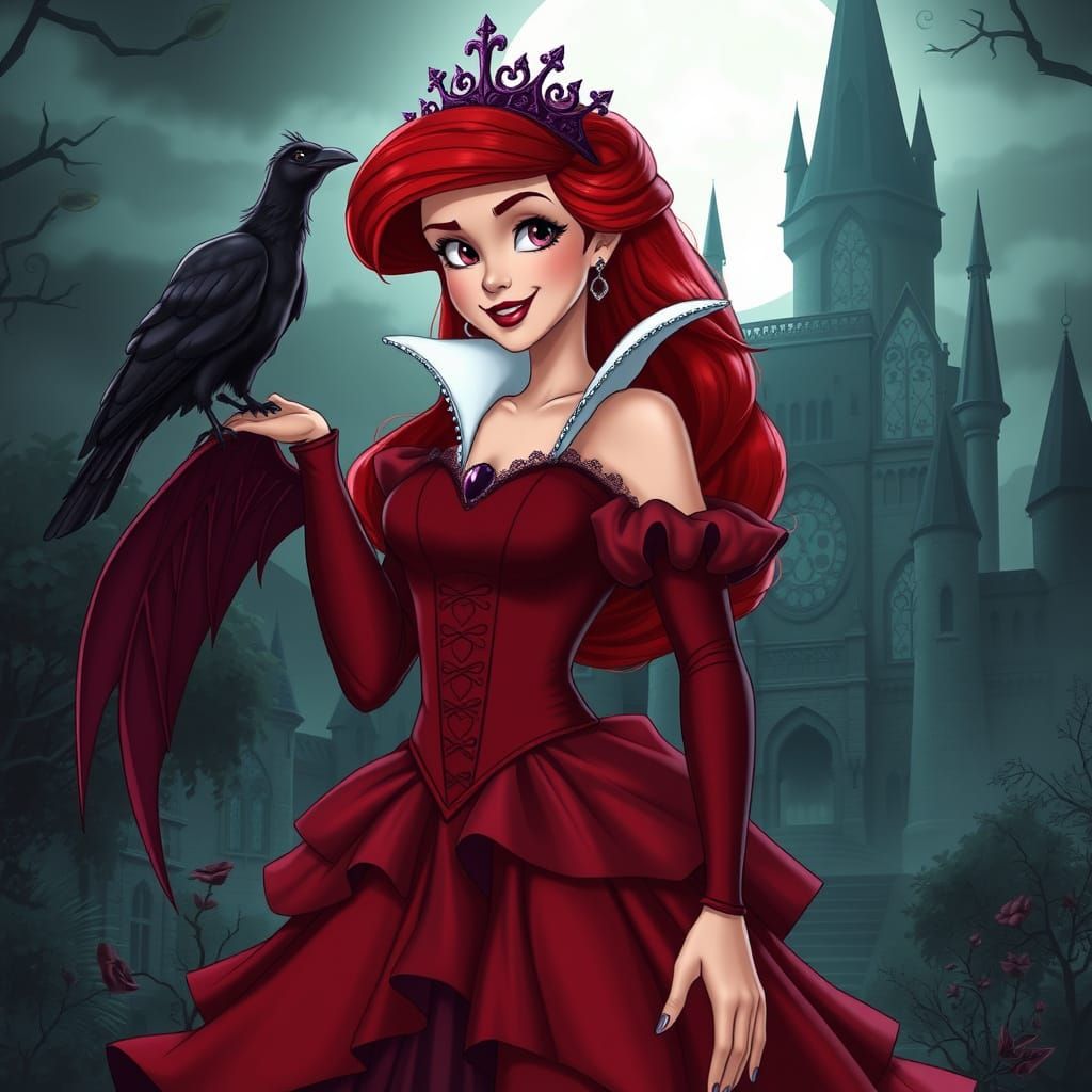 Princess Ariel as an evil queen from snow white