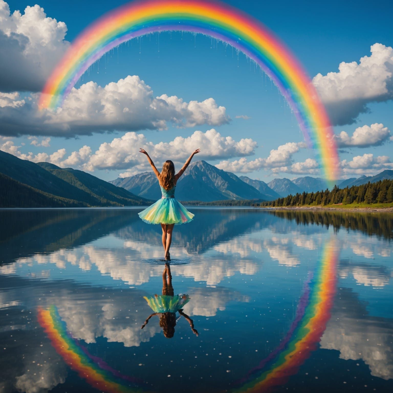 water, rainbow, reflection , infinity, top of the world , beautiful ...