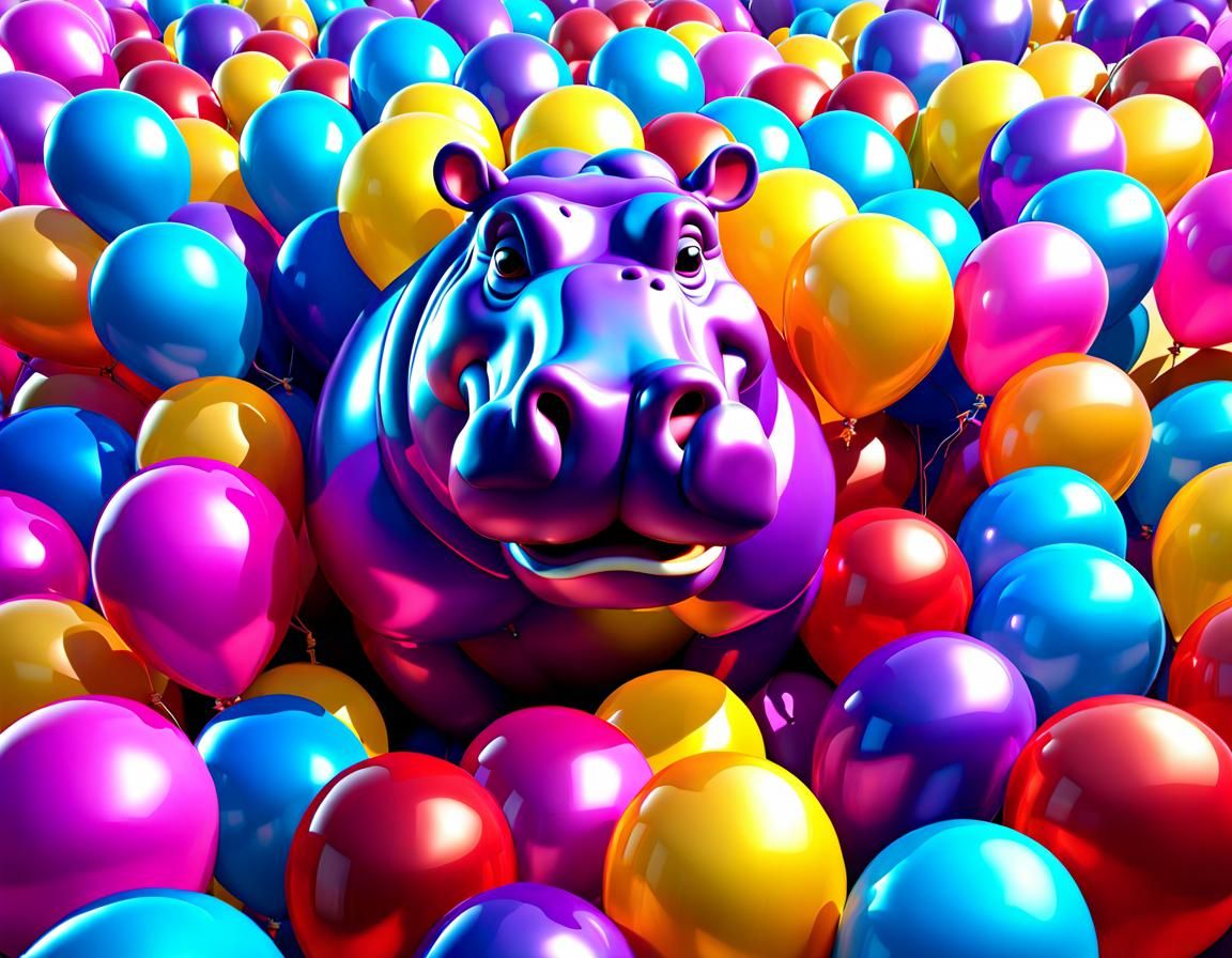 Balloon Hippo!! - AI Generated Artwork - NightCafe Creator