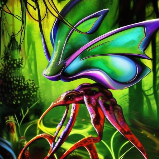 Enchanted forest....imps...flowers .. insects.... - AI Generated ...